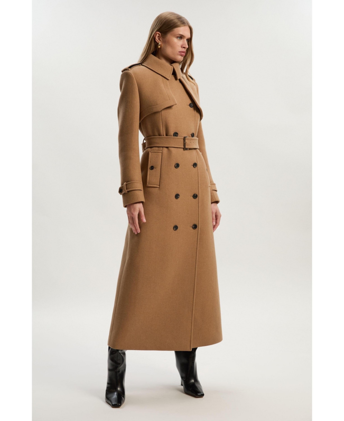 Click here for Karen Millen Womens Wool Mix Belted Trench Maxi Co... prices