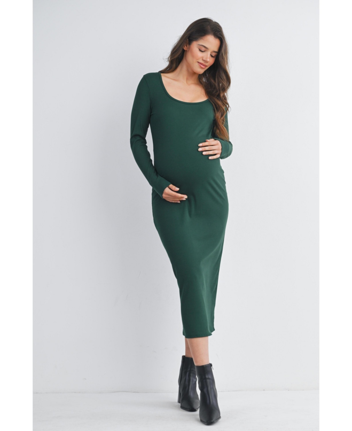 Click here for Hello Miz Maternity Long Sleeve Scoop Neck Midi Dr... prices