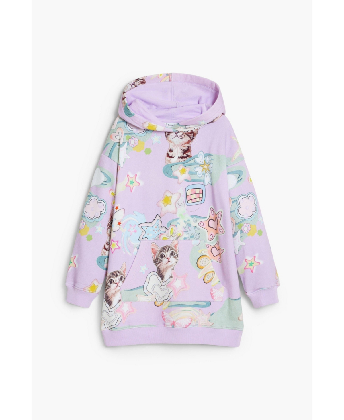 Click here for Desigual Girls Girlss Cat hoodie dress - Lilac prices
