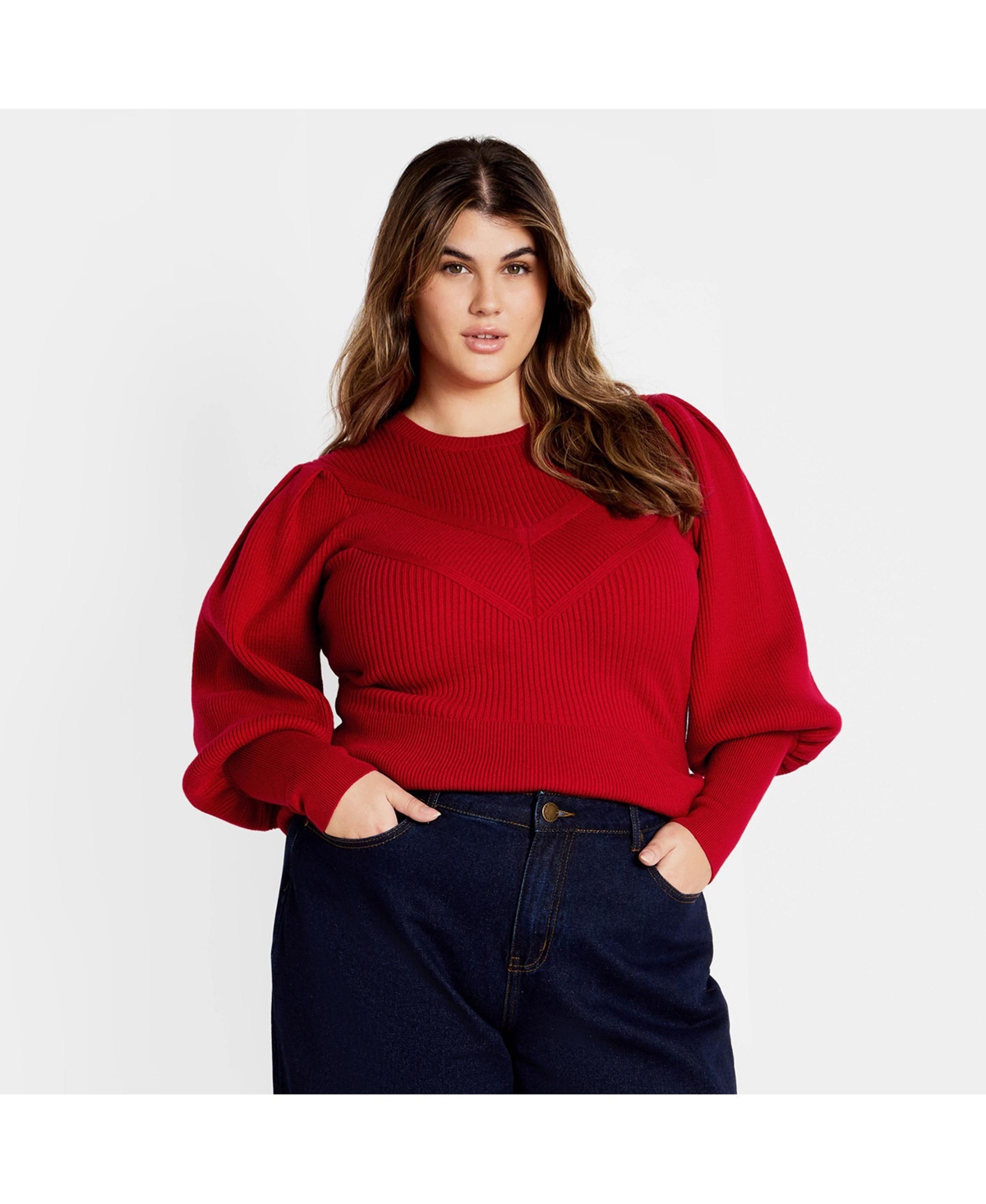 Click here for City Chic Womens Jojo Rib Sweater - Red prices