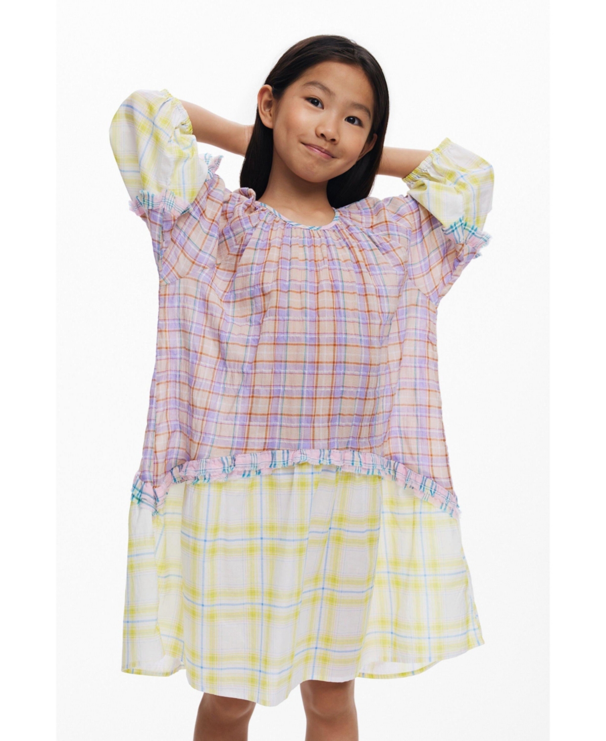 Click here for Desigual Girls Girlss Checkered dress with ruffle... prices