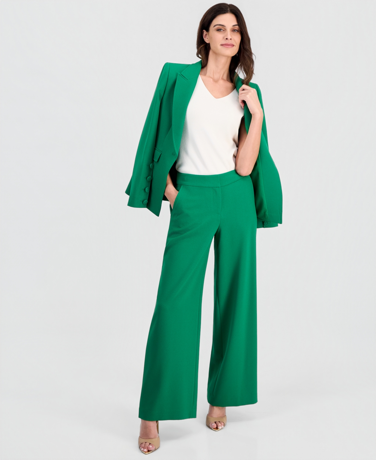Click here for Tahari Asl Womens Mid-Rise Wide Leg Pants - Emeral... prices