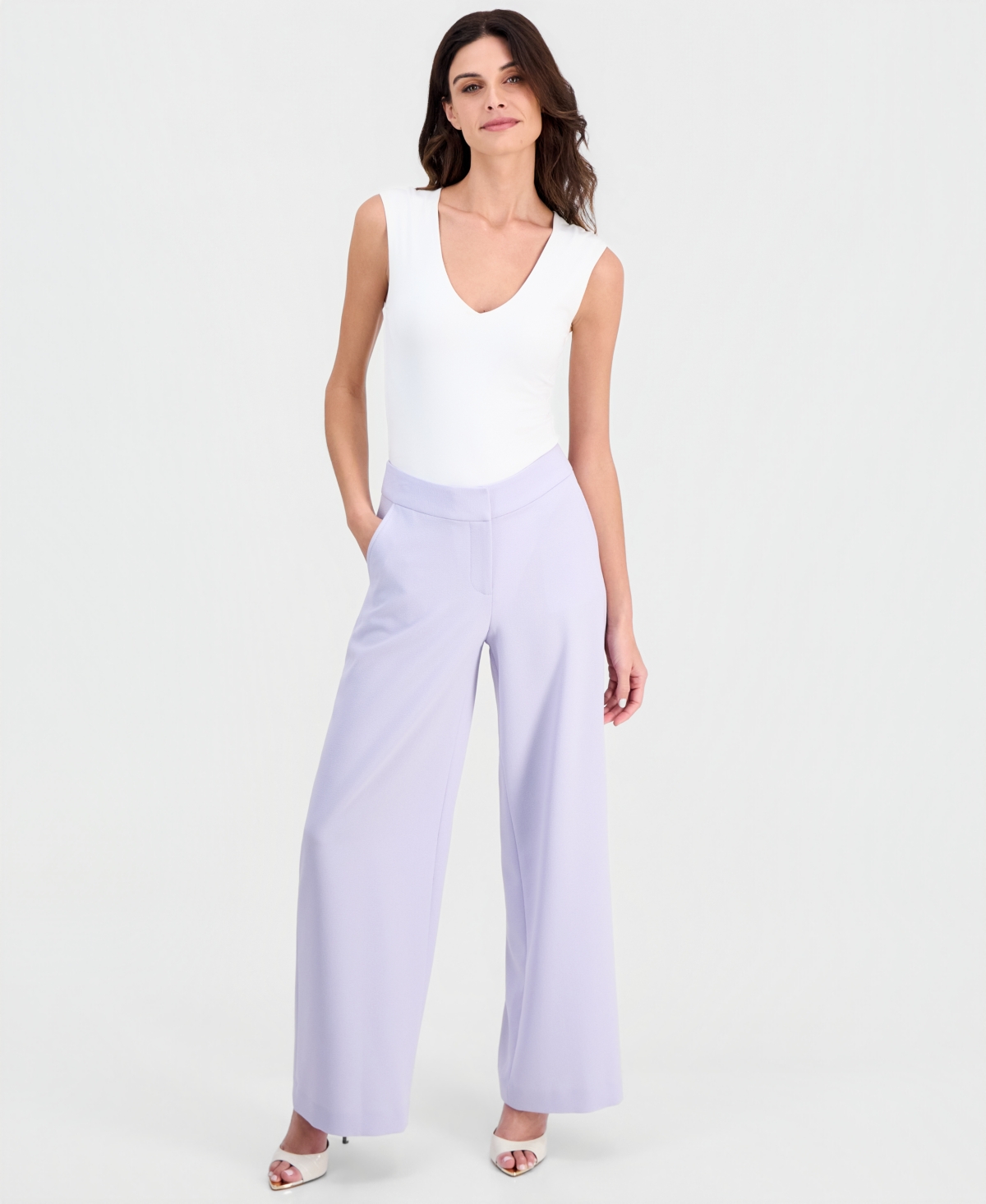 Click here for Tahari Asl Womens Mid-Rise Wide Leg Pants - Soft V... prices