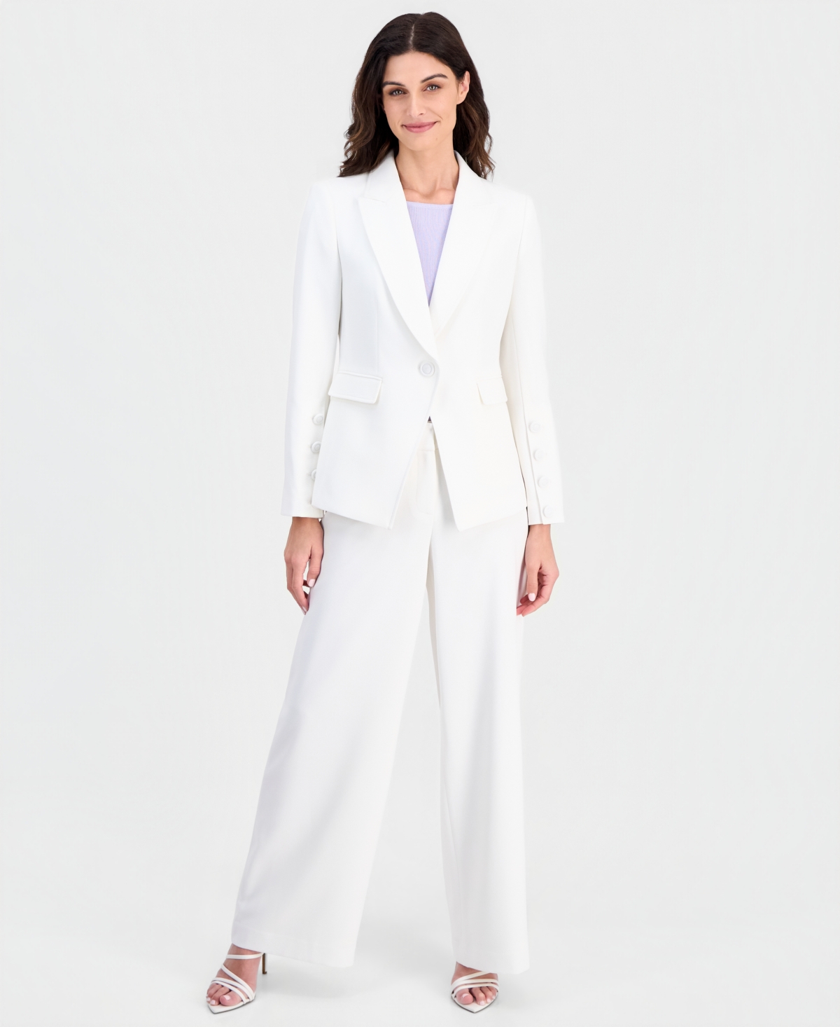 Click here for Tahari Asl Womens Mid-Rise Wide Leg Pants - White prices