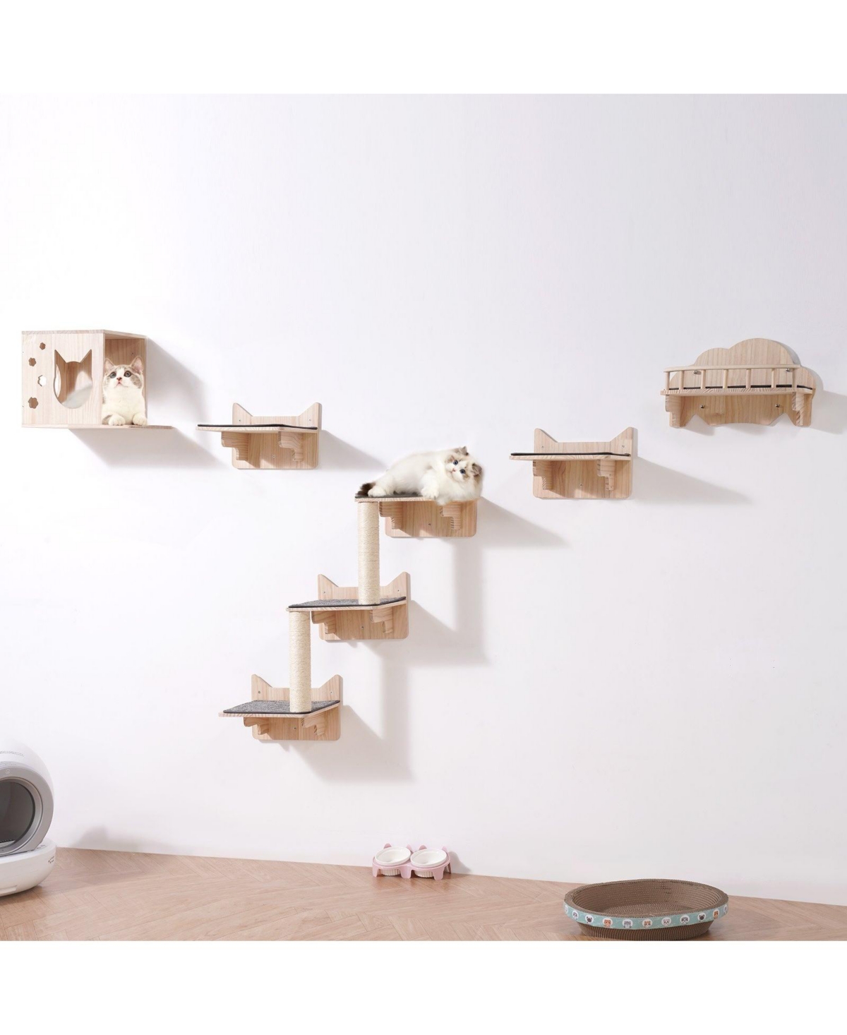 Click here for Cozito 5-Piece Wall-Mounted Cat Shelf & Perch Set... prices