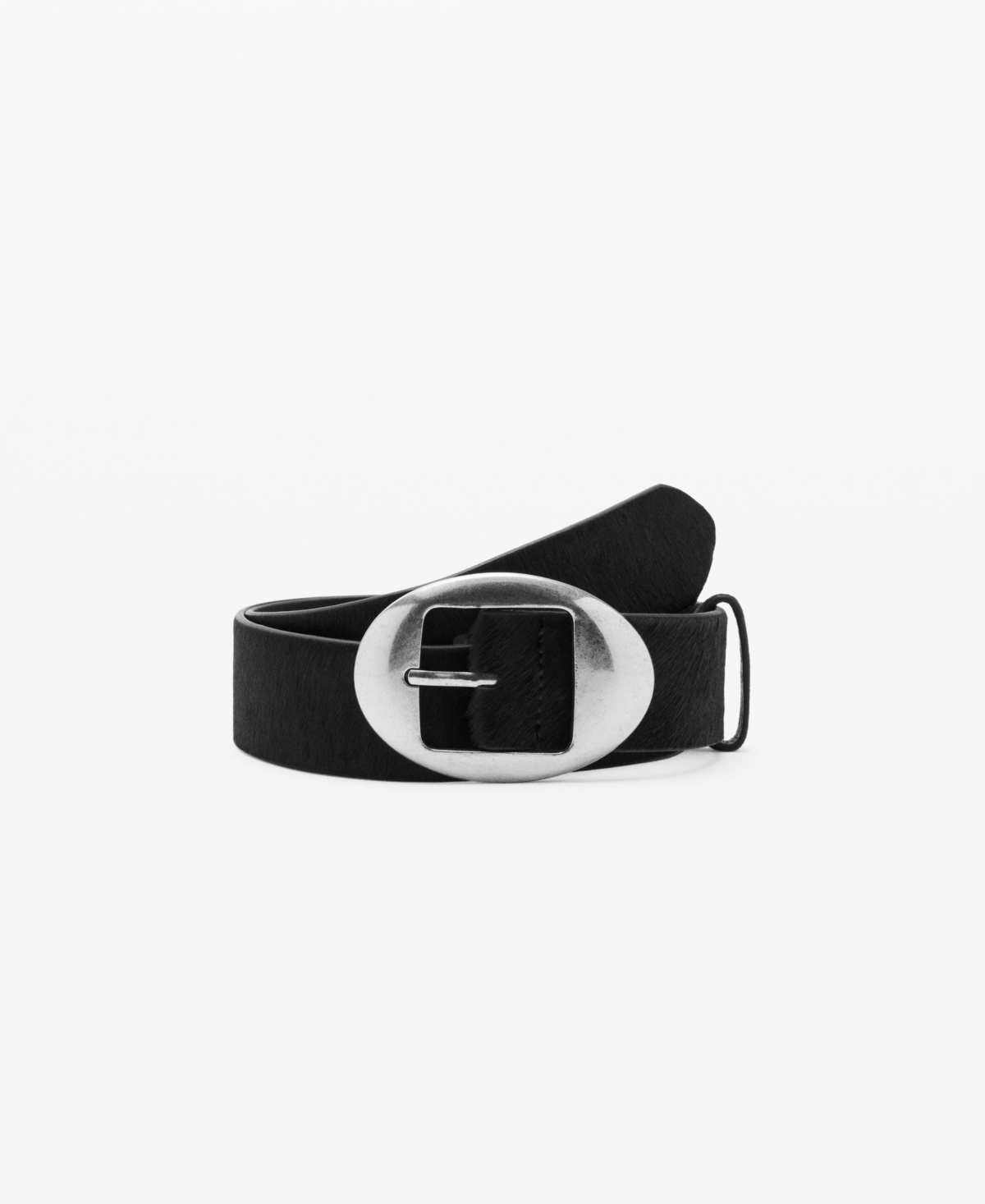 Click here for Mango Womens Leather Fur Belt - Black prices