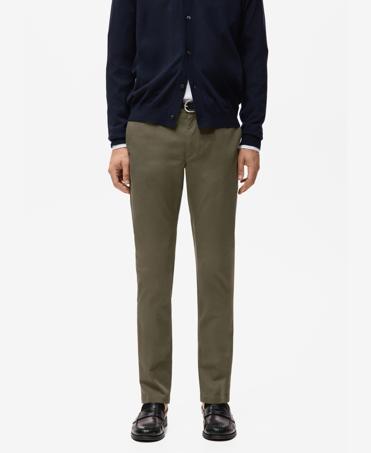 Click here for Mango Mens Barna Slim-Fit Twill Chino Pants - Khak... prices