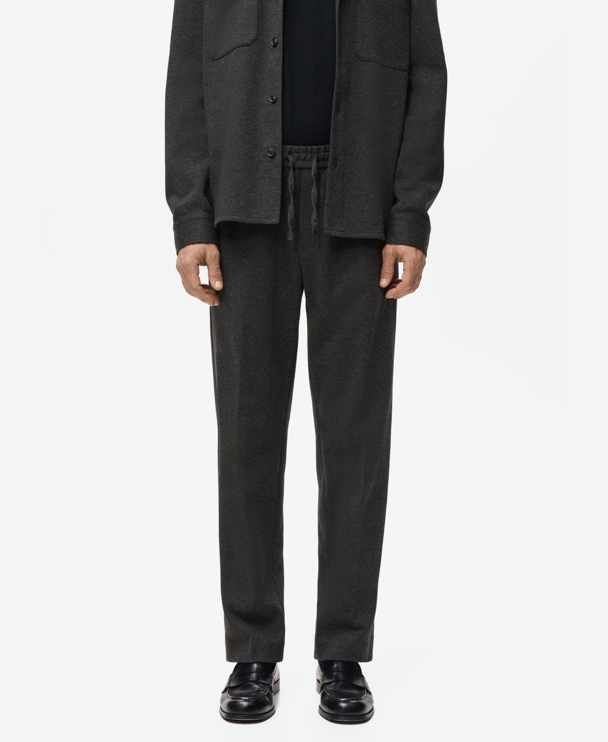 Click here for Mango Mens Cotton Drawstring Joggers Pants - Dark... prices