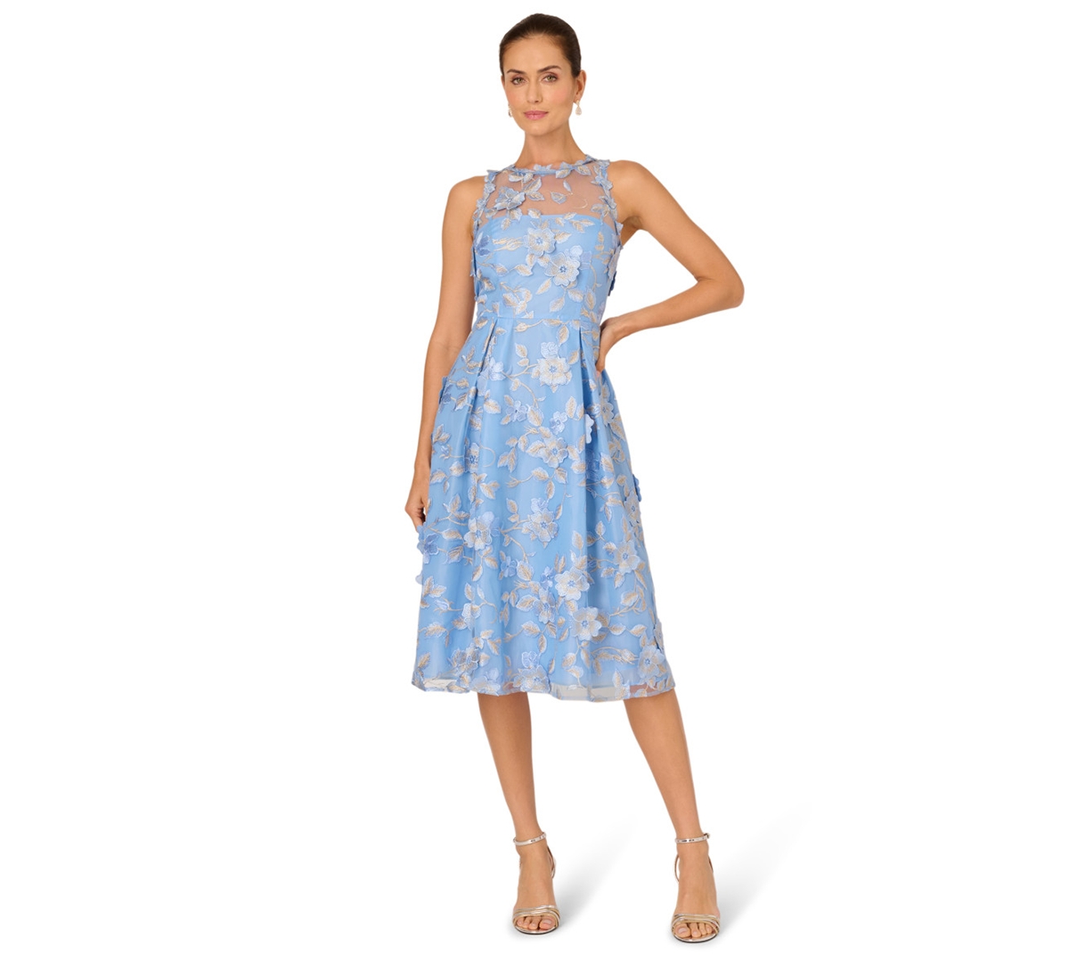 Click here for Adrianna Papell Womens Halter Neck Embroidered Mid... prices