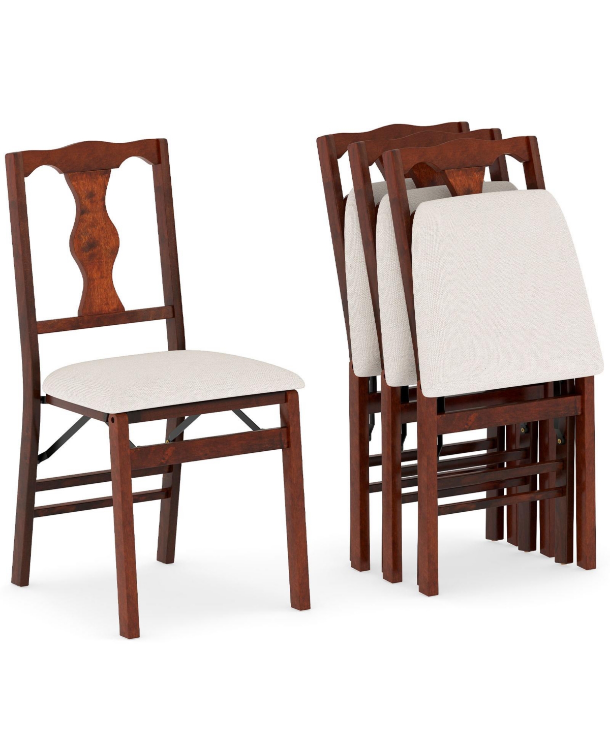 Click here for Gymax Set of 4 Folding Dining Chairs w/Rubber Wood... prices