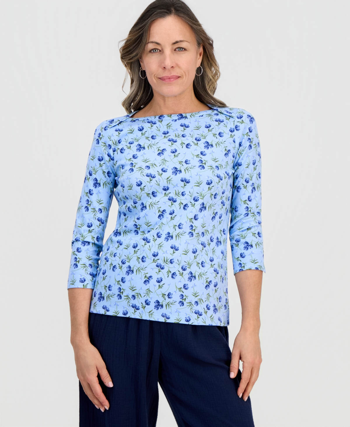 Click here for Style & Co Petite Cotton Hydrangea Love Top  Macys... prices
