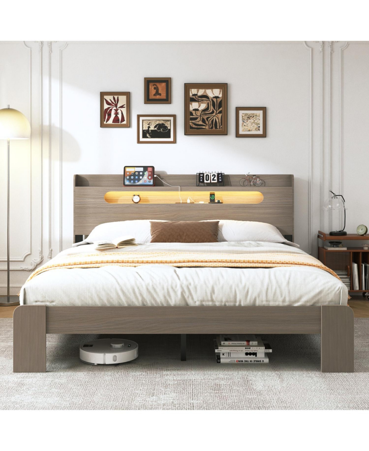 Click here for Streamdale Queen Wood Bed Frame: Led Headboard  Us... prices