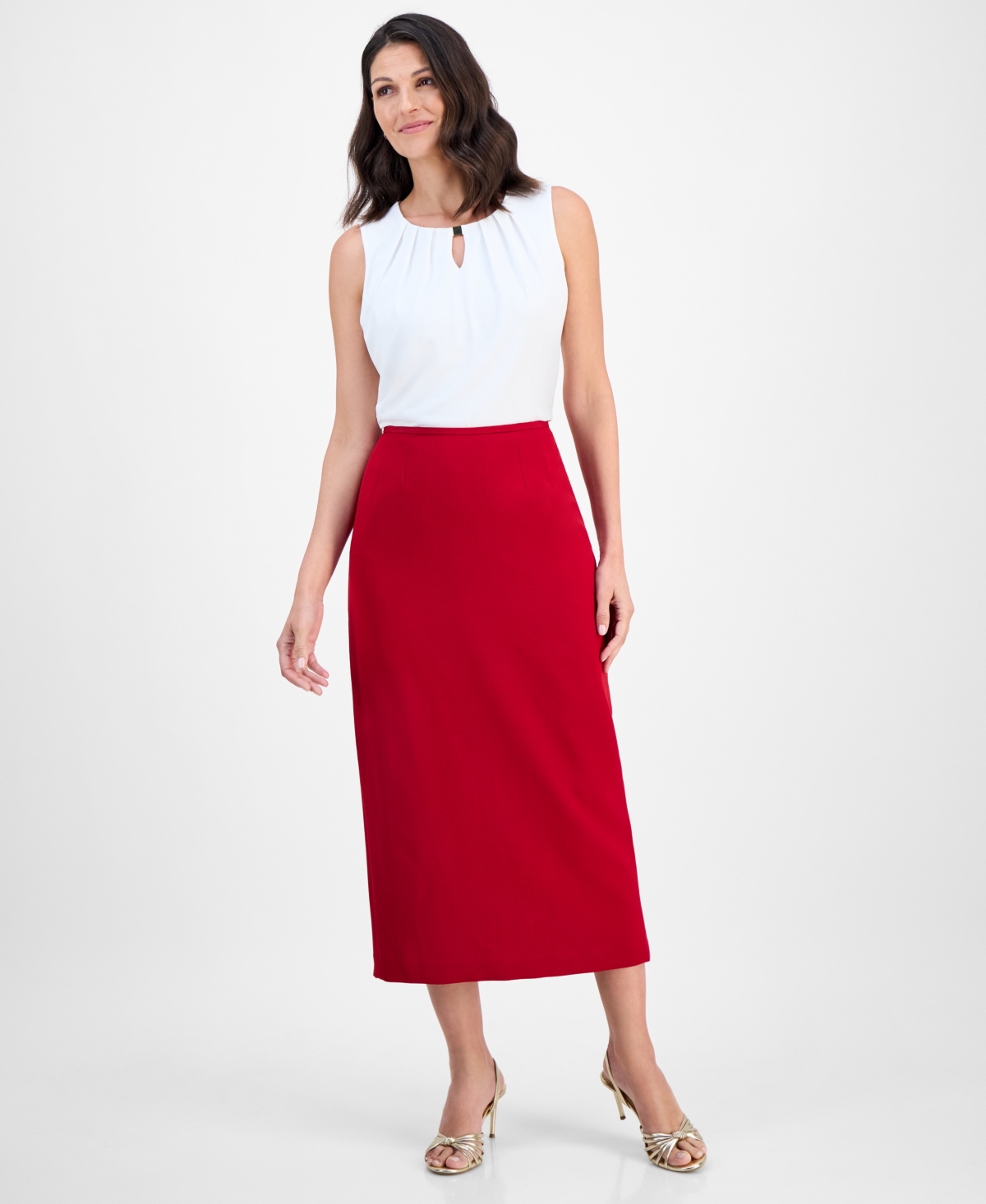 Click here for Kasper Womens Stretch Crepe Column Midi Skirt - Fi... prices