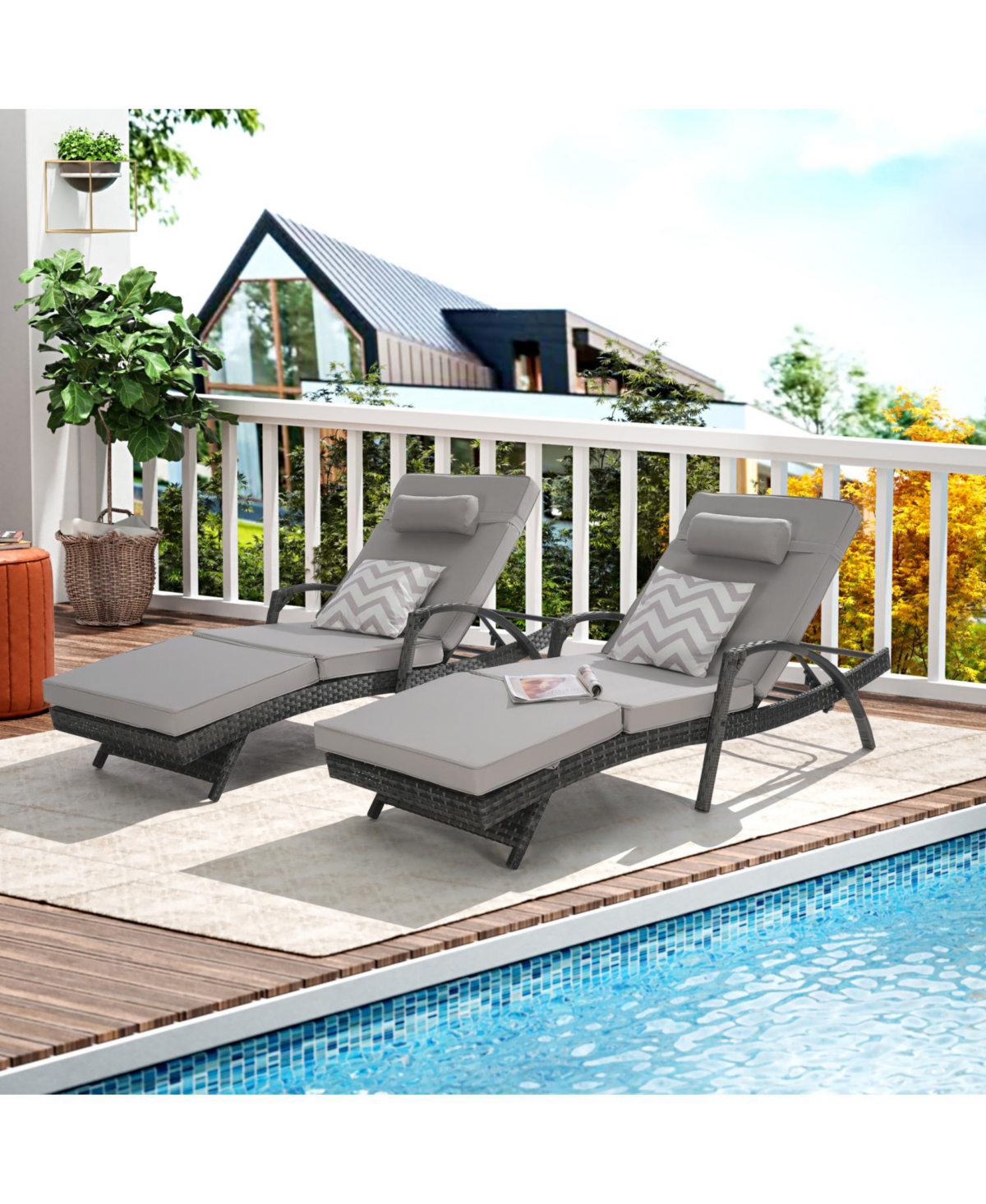 Click here for Streamdale Wicker Reclining Lounge Chairs Set - Ou... prices