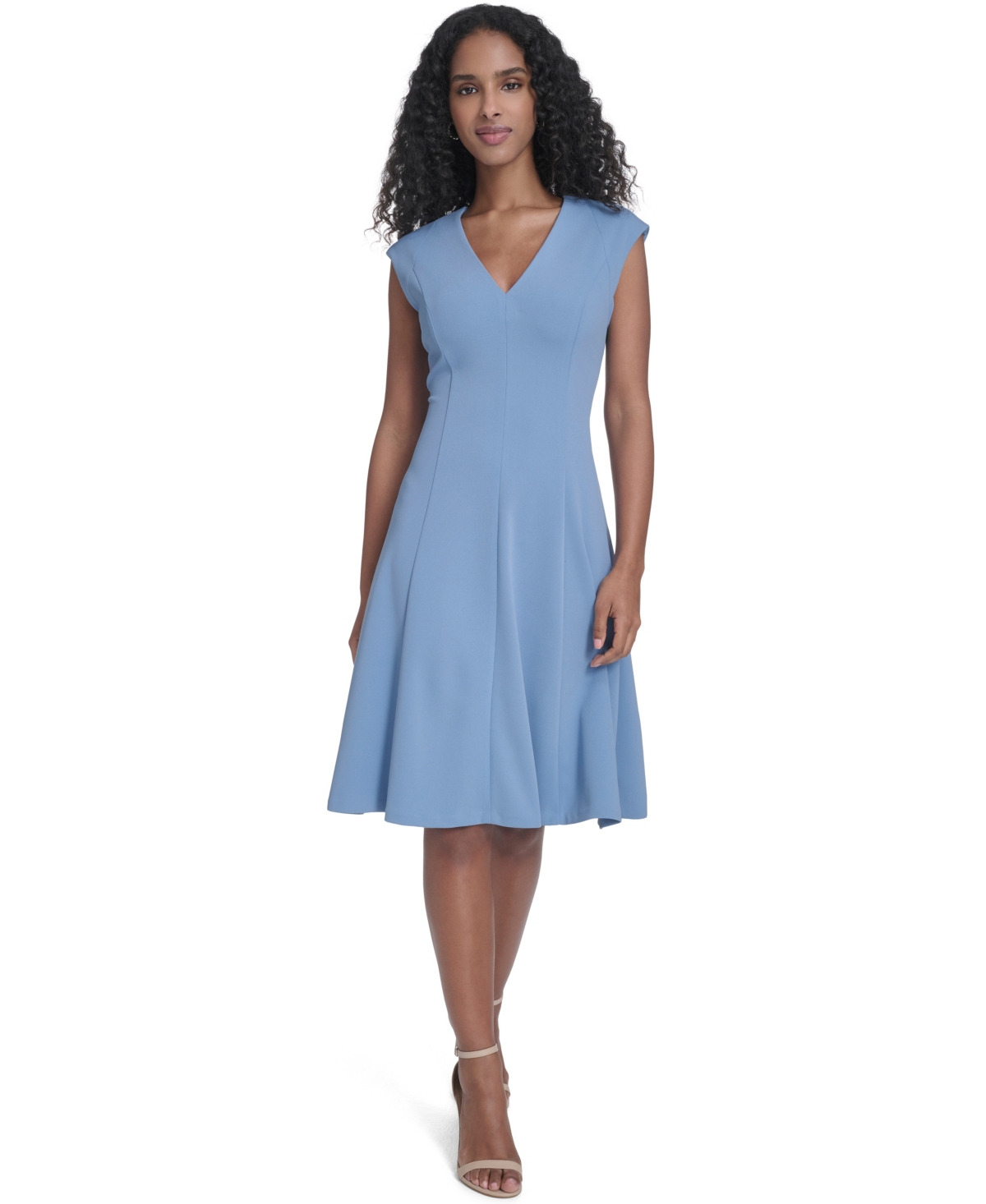 Click here for Calvin Klein Womens Crepe V-Neck Midi Dress - Bayo... prices