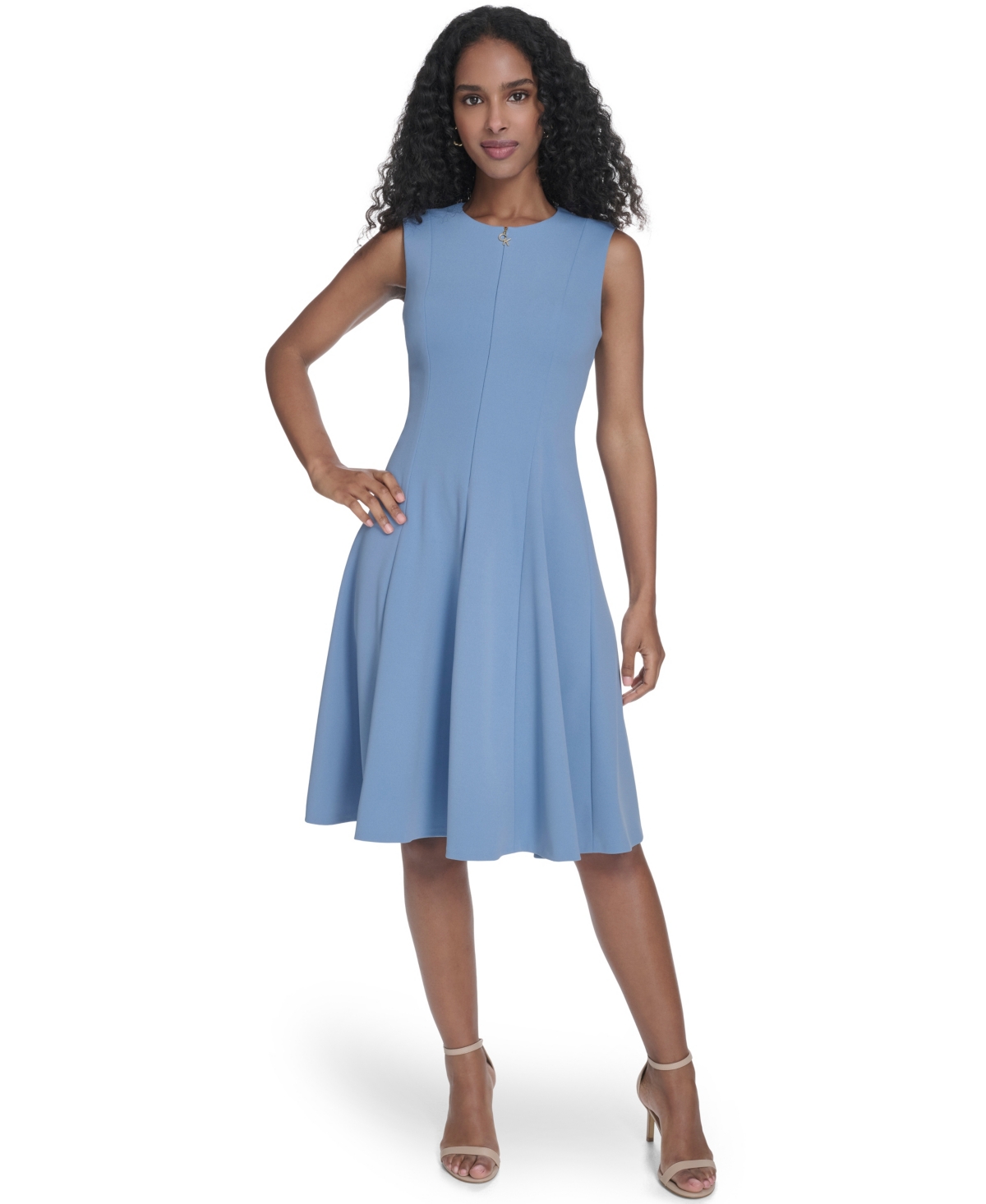 Click here for Calvin Klein Womens Crepe Fit & Flare Midi Dress -... prices