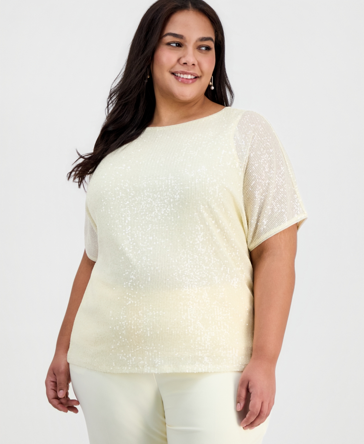 Click here for Anne Klein Plus Size Sequined Dolman-Sleeve Top -... prices