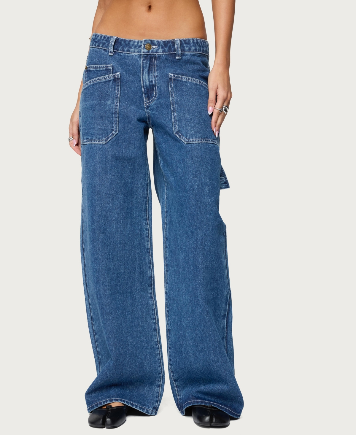 Click here for Edikted Womens Connie Low Rise Baggy Carpenter Jea... prices