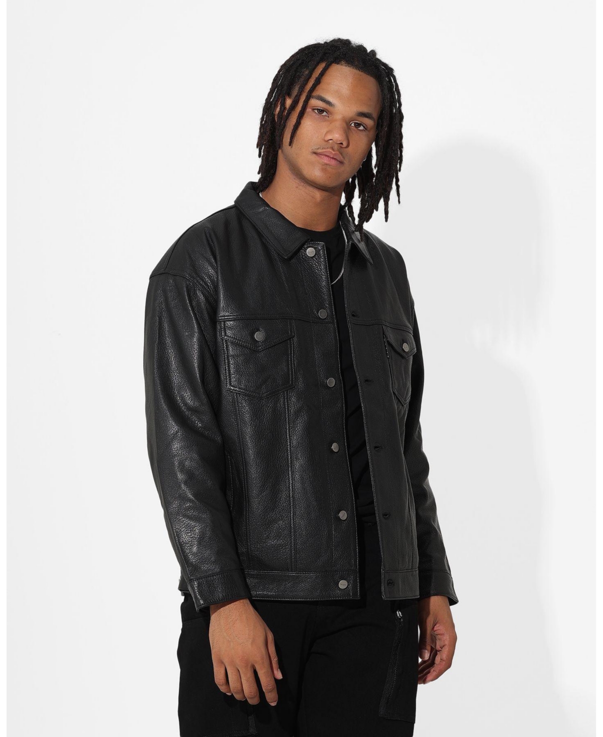 Click here for Saint Morta Mens Oversized Leather Trucker Jkt prices