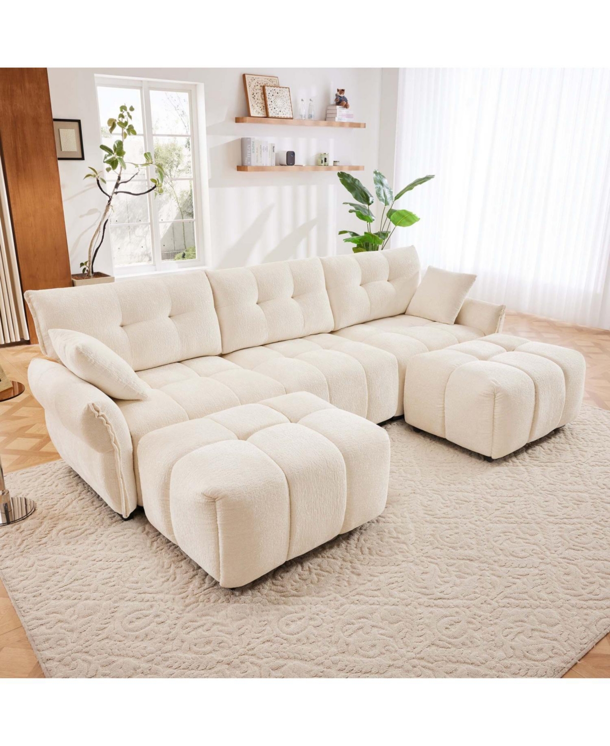 Click here for Streamdale Furniture White Chenille 3-Seater Sofa... prices
