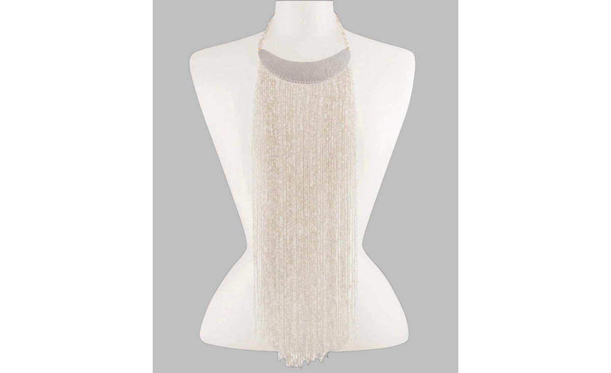 Click here for Kendi Amani Maasai Beaded Necklace-Long - White prices