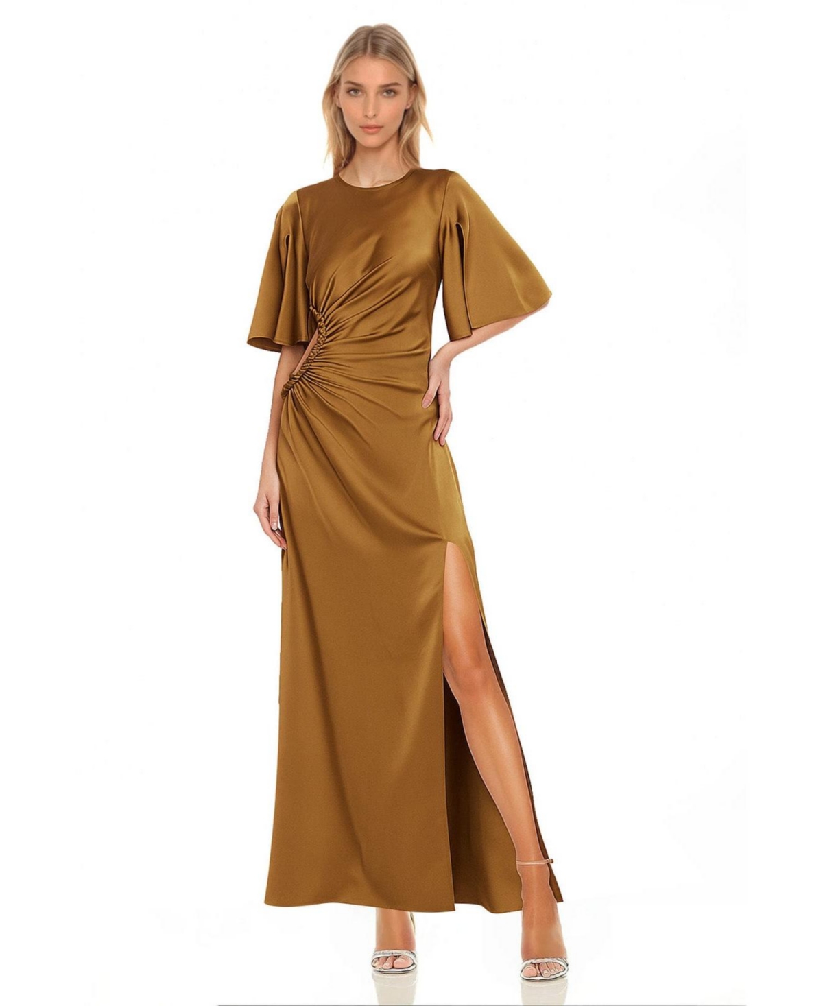 Click here for ONE33 Social Womens The Marie Gold Cutout Maxi Gow... prices