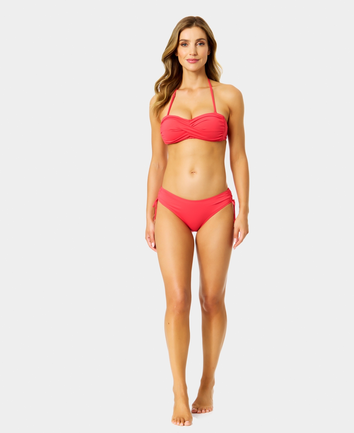 Click here for Anne Cole Solid Twist-Front Bikini Top - Coral prices