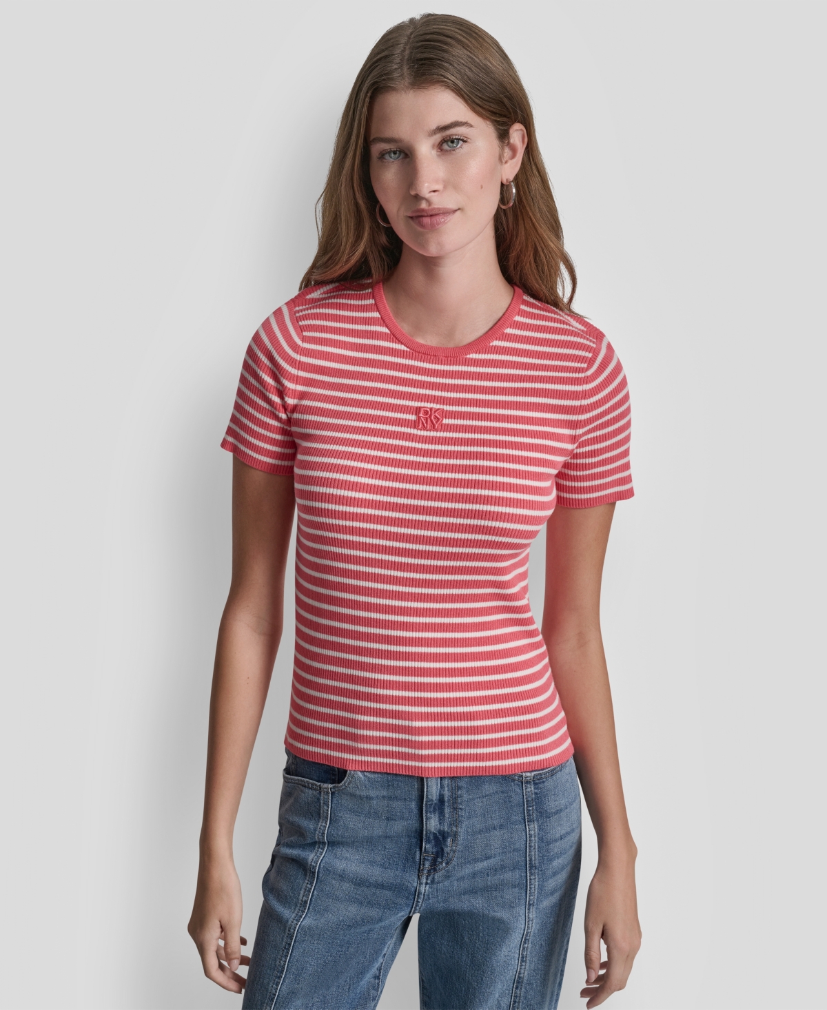 Click here for Dkny Jeans Womens Crewneck Striped Top - Sunkissed... prices