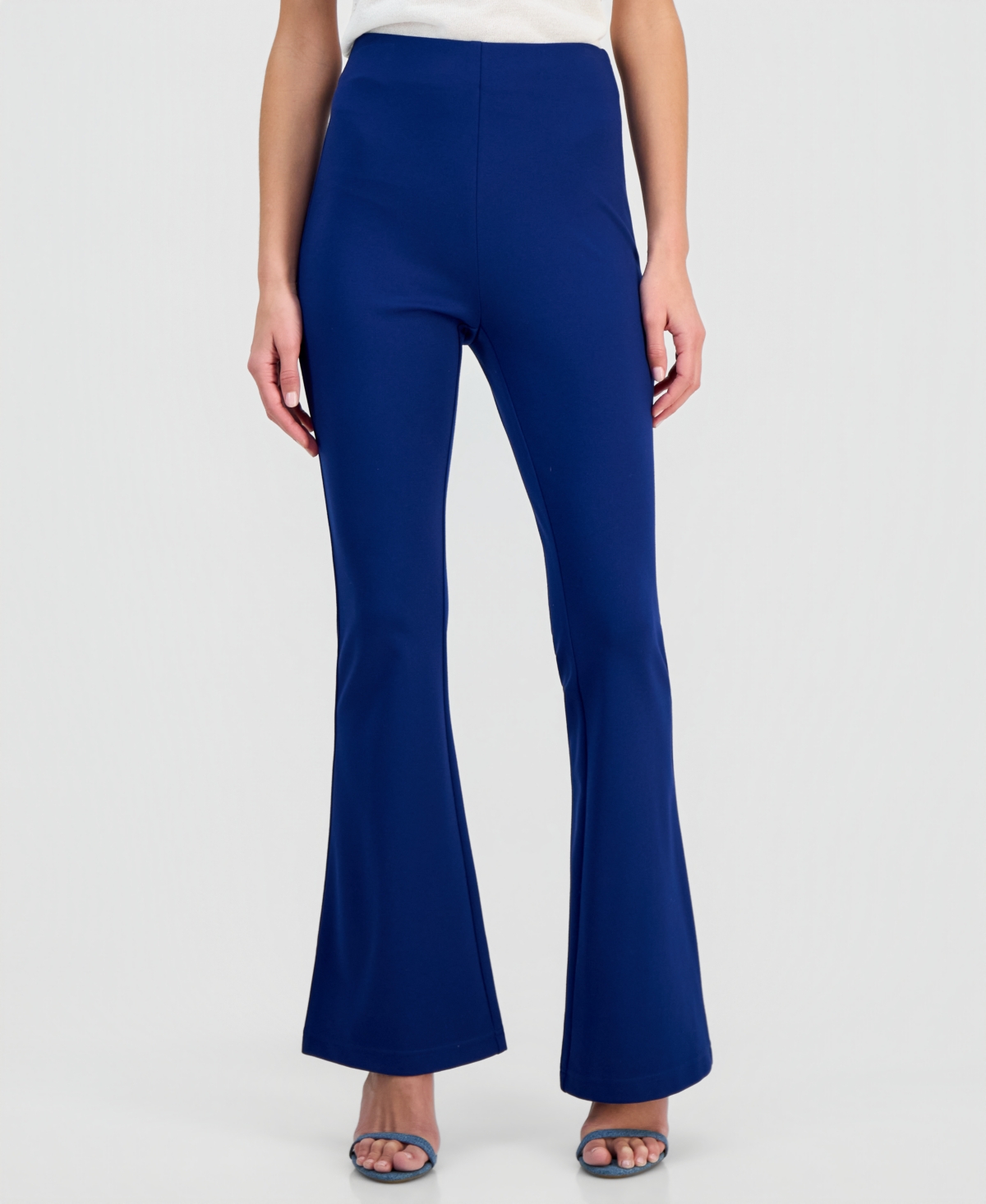 I.n.c. International Concepts Womens High-Rise Ponte Flare-Hem Pants  Created for Macys - Blazing Navy