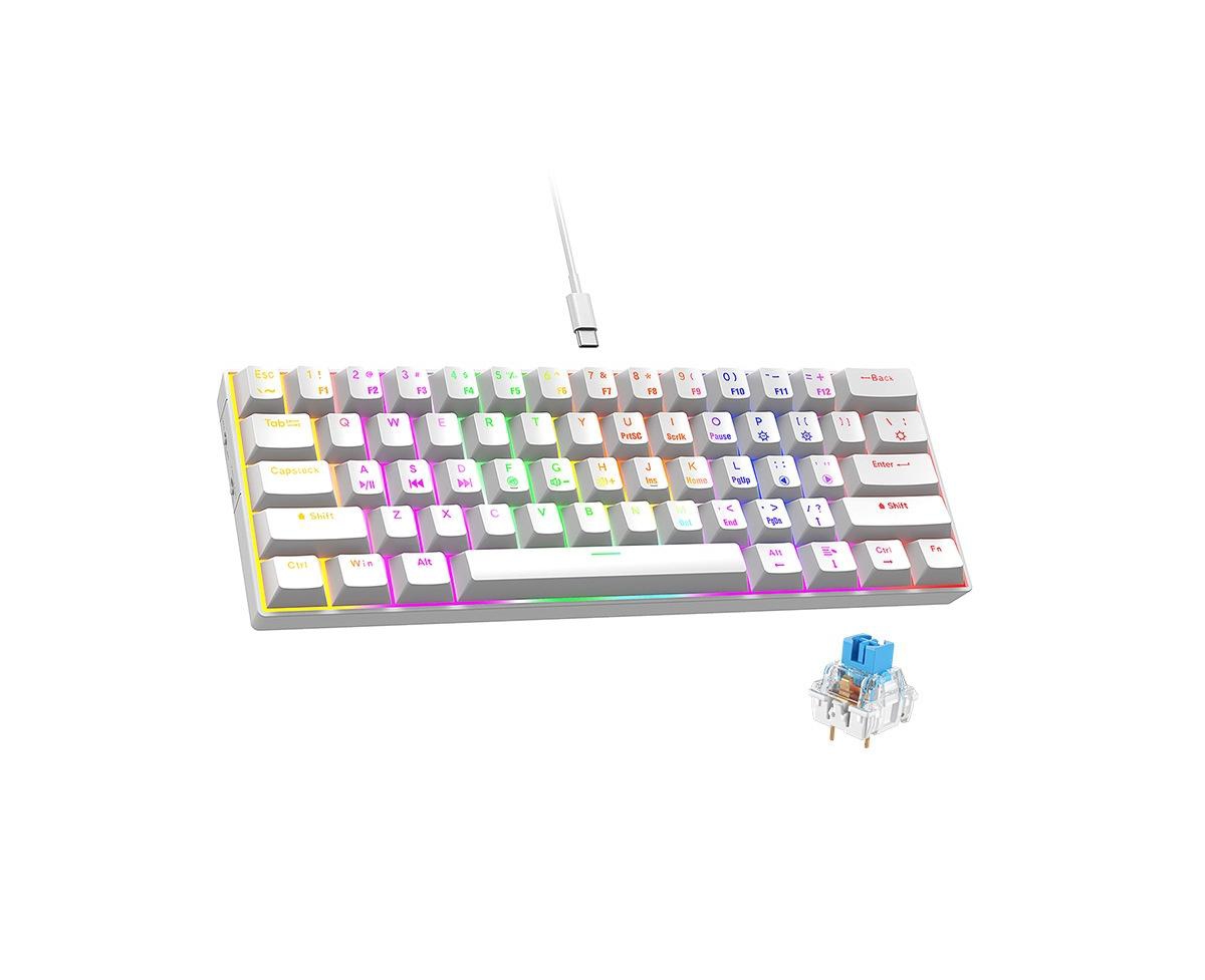 Click here for Mechanical Keyboard 61-Key Wired White: Blue Switc... prices
