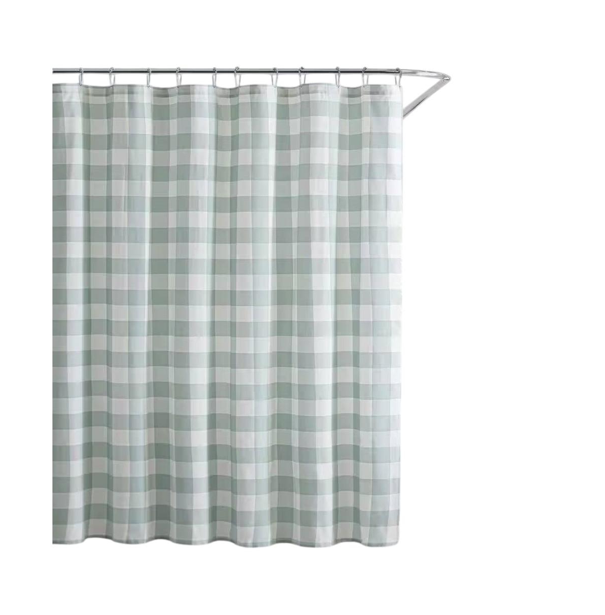 Click here for Slickblue Green White Plaid Cotton Shower Curtain... prices