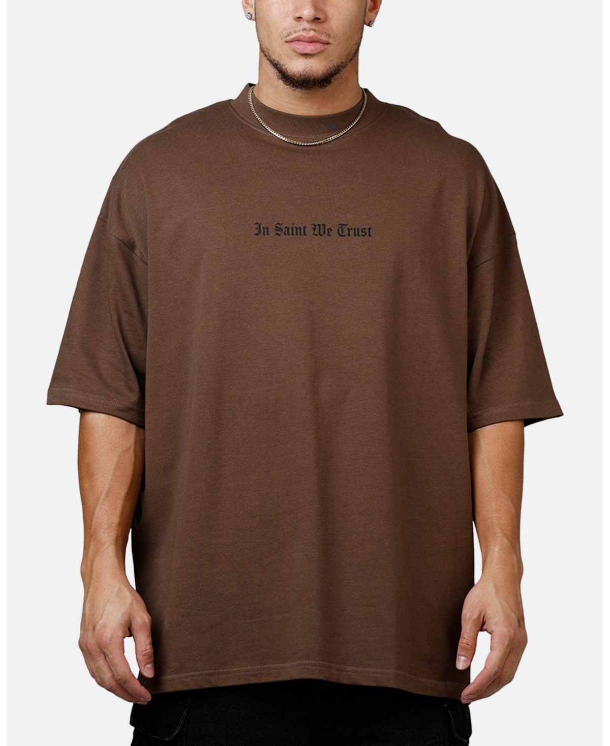 Click here for Saint Morta Mens Virtues Mock Neck T-Shirt - Brown prices