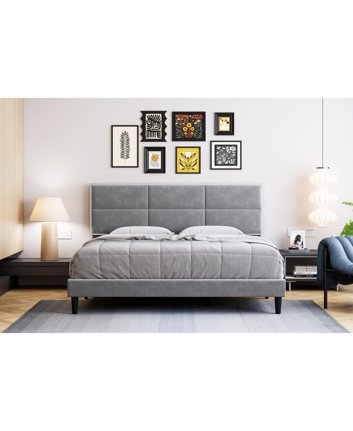 Click here for gaomon Easy Assembly King Size Bed Frame Velvet Up... prices
