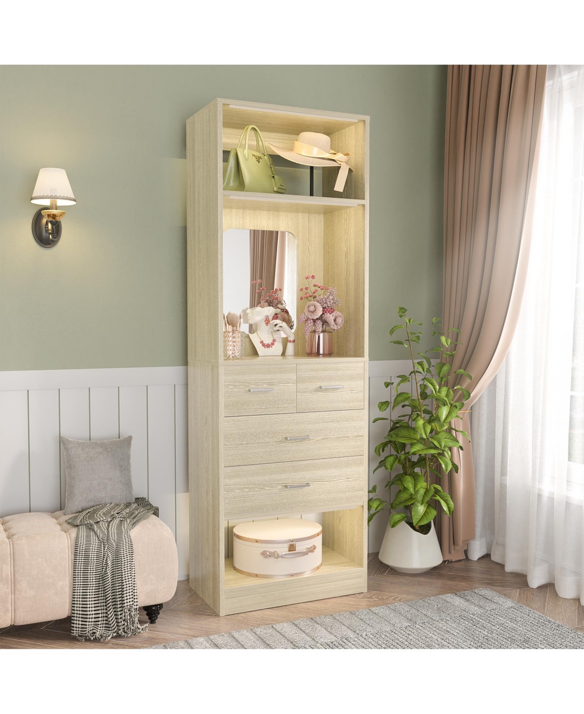 Click here for Aheaplus Closet System with Mirror and Drawers - W... prices
