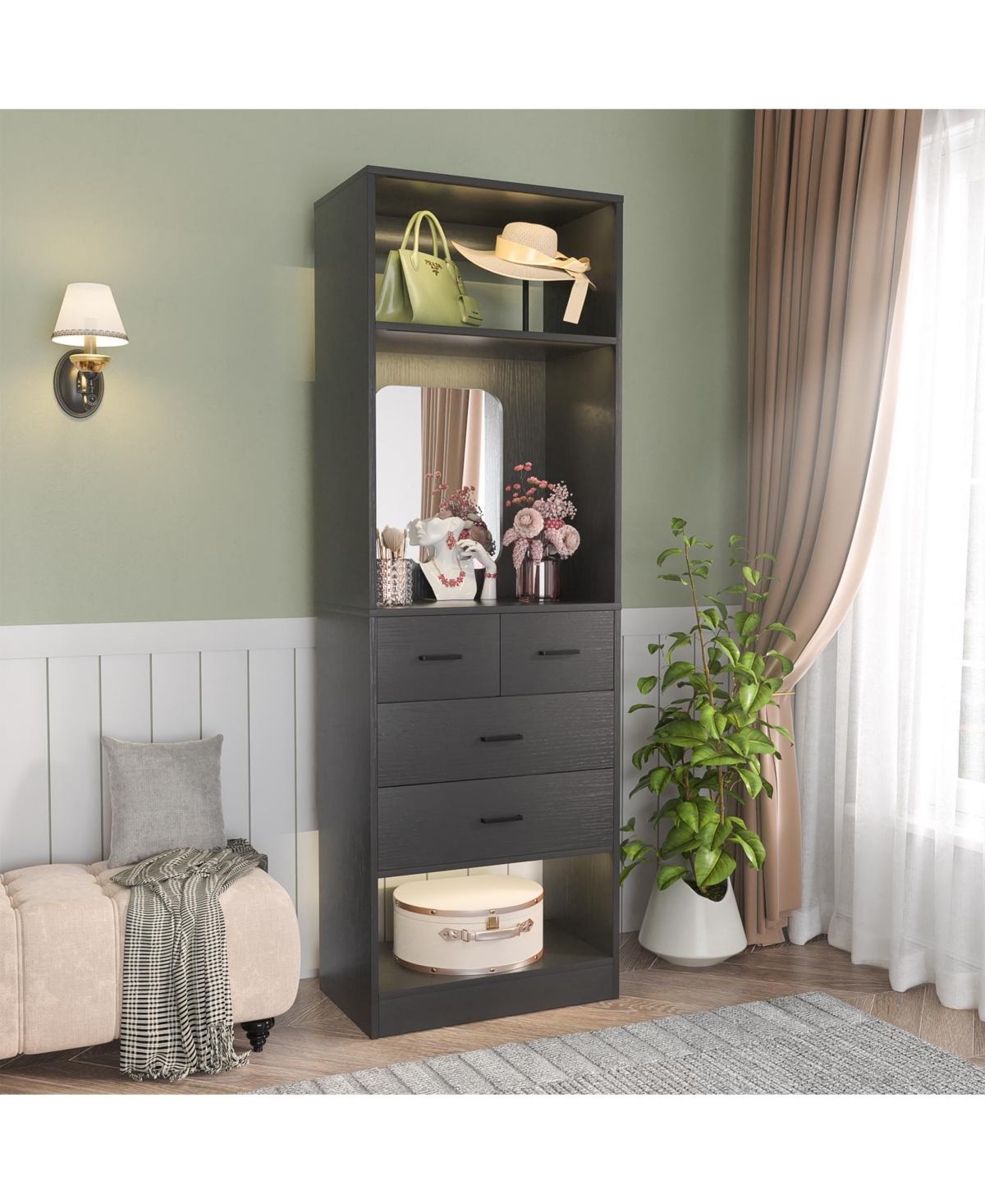 Click here for Aheaplus Closet System with Mirror and Drawers - B... prices
