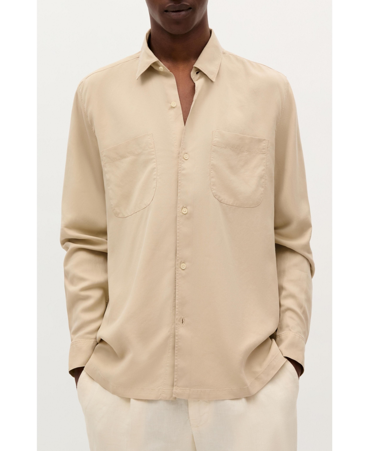 Click here for Scalpers Mens Icon Delta Tencel Shirt - Beige prices
