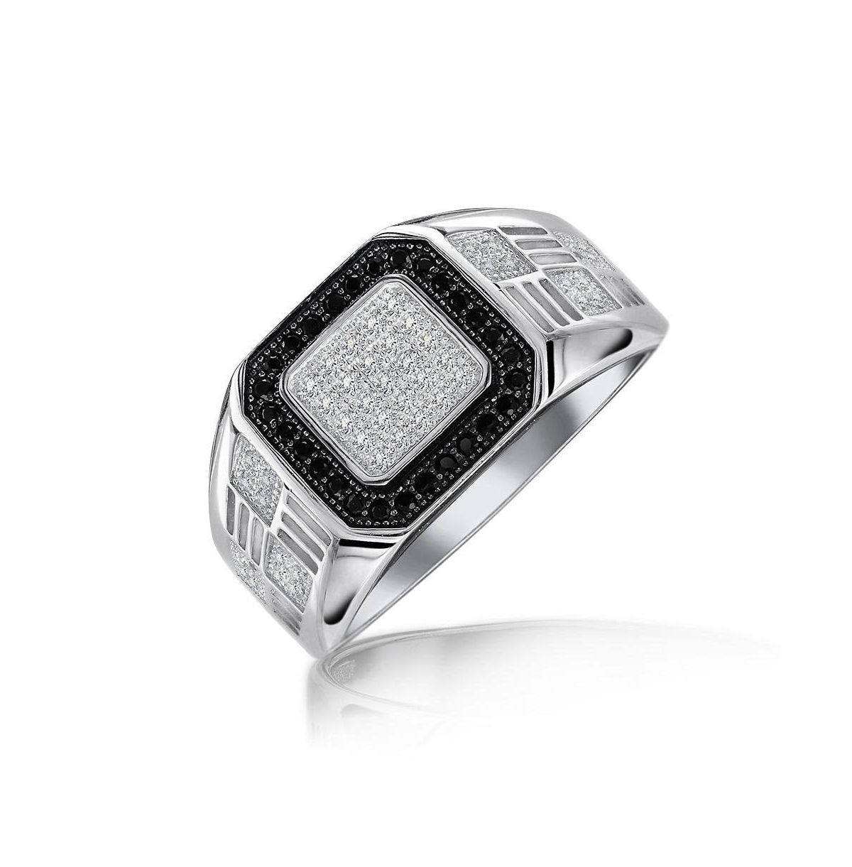 Click here for Bling Jewelry Mens Micro Pave Black Halo Square Tw... prices