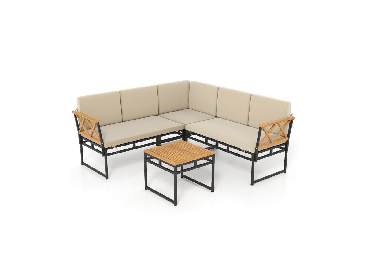 Click here for Slickblue Outdoor 4-Piece L-Shaped Sofa Set with C... prices