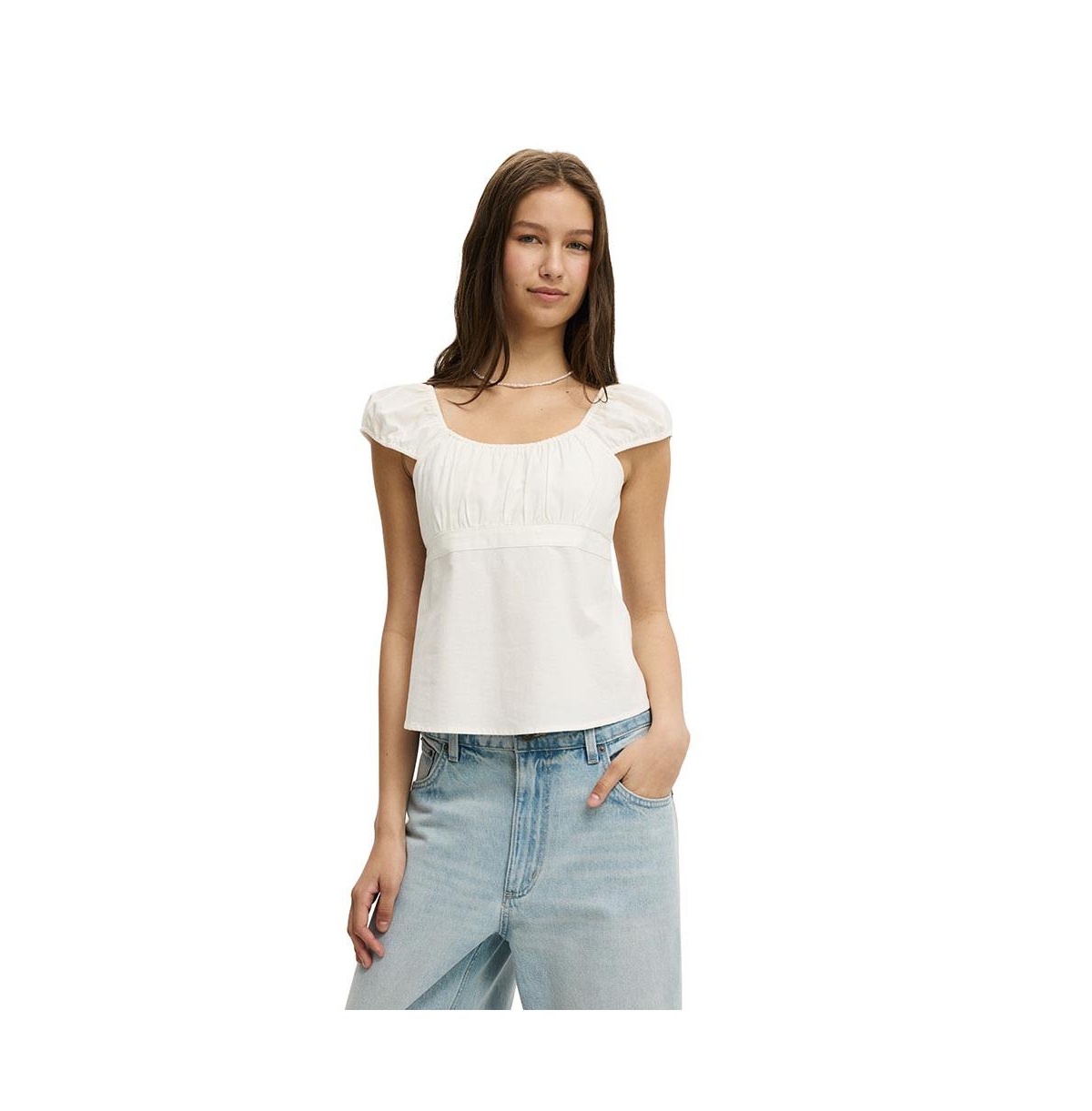 Click here for Cotton On Womens Tie Back Babydoll Top - White prices