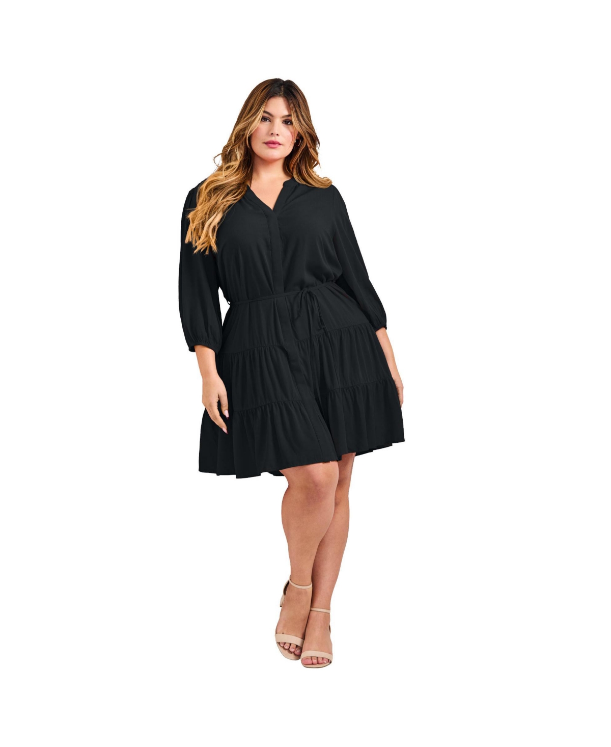 Click here for Avenue Womens Tessa Tiered Dress - Black prices
