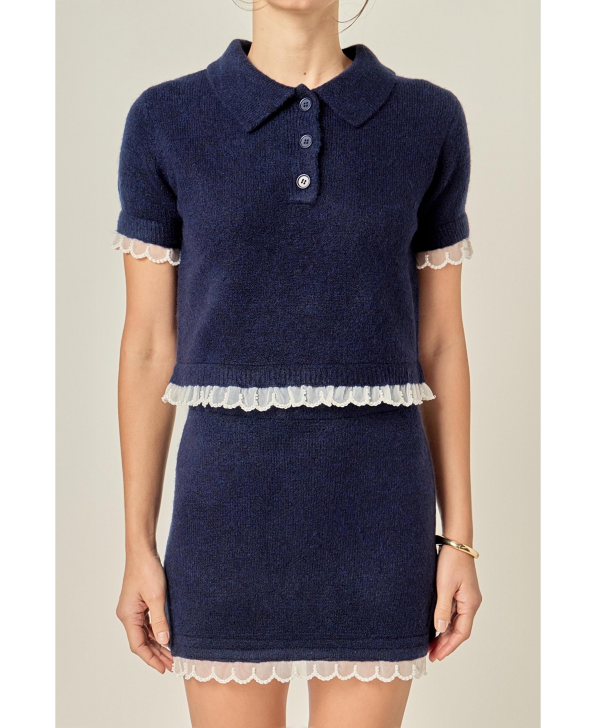 Click here for English Factory Womens Scallop Detailed Knit Top -... prices