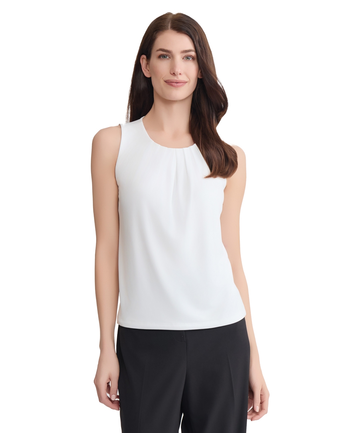 Click here for Jones New York Womens Pleat Front Crewneck Top - N... prices