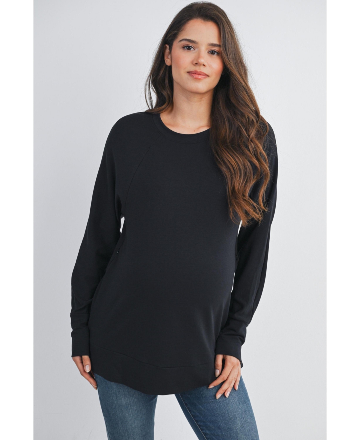 Click here for Hello Miz Maternity Crew Neck Side Zip Nursing Pul... prices