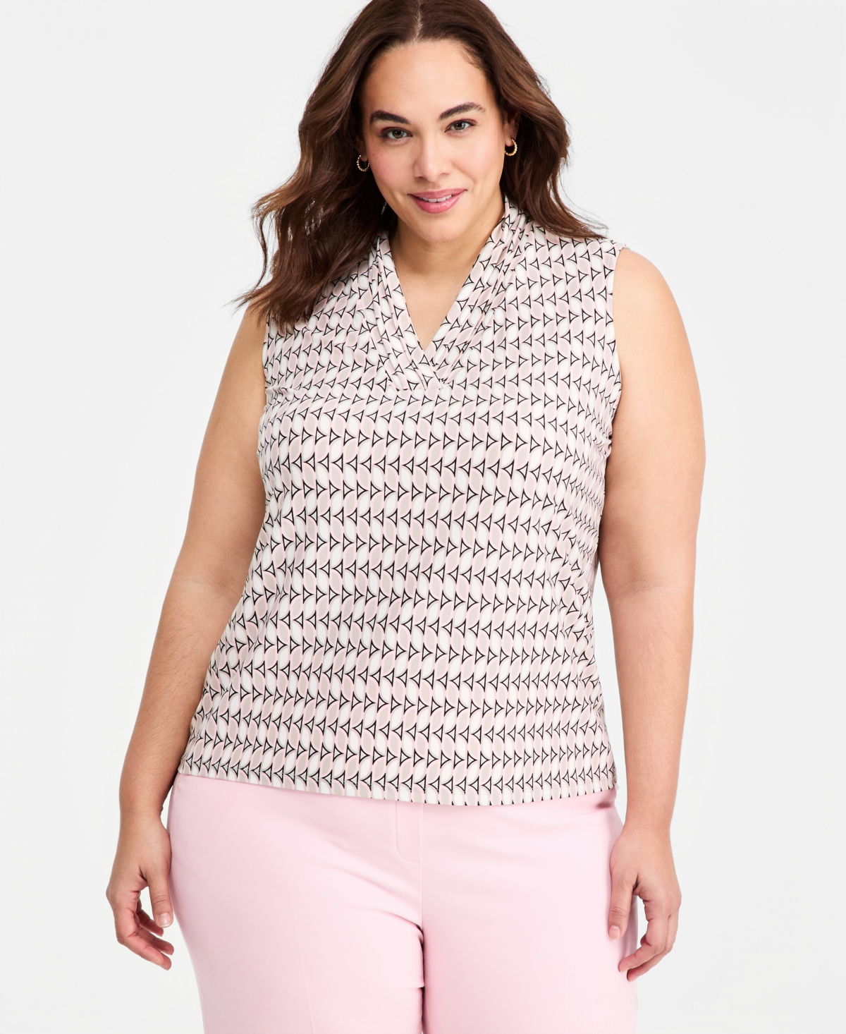 Click here for Anne Klein Plus Size Printed Sleeveless Top - Porc... prices