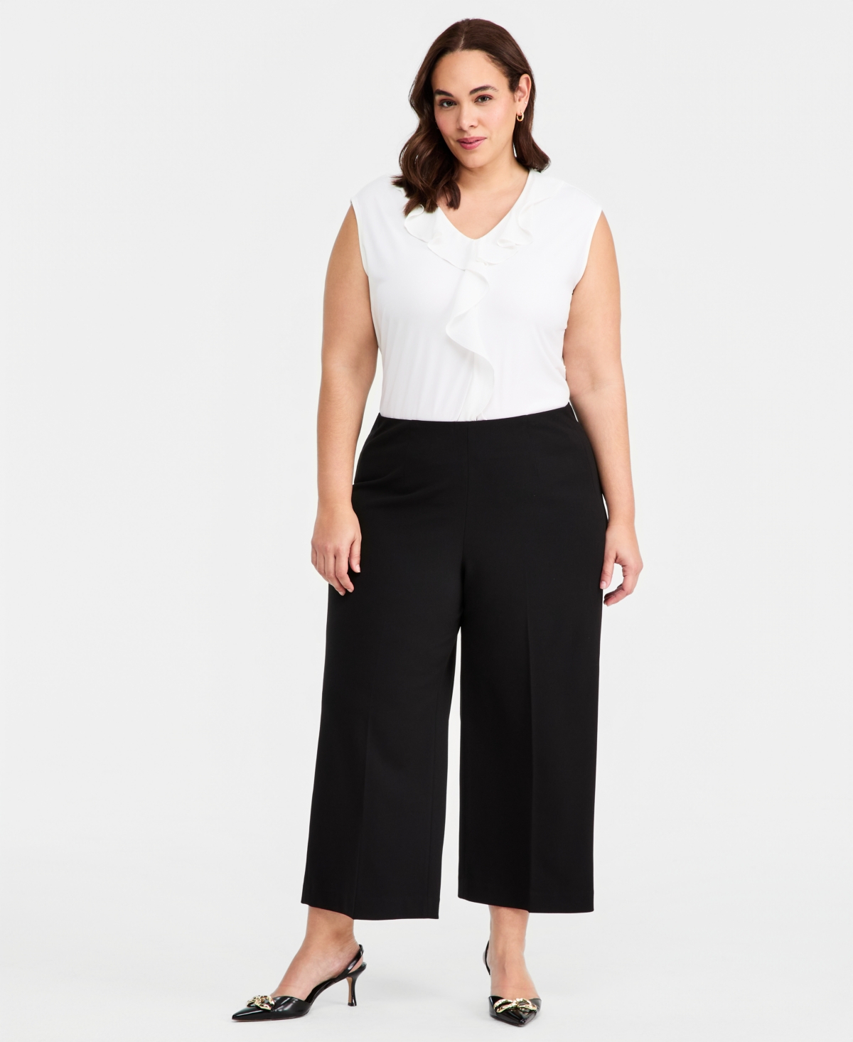 Click here for Anne Klein Plus Size High-Rise Wide-Leg Pants - An... prices