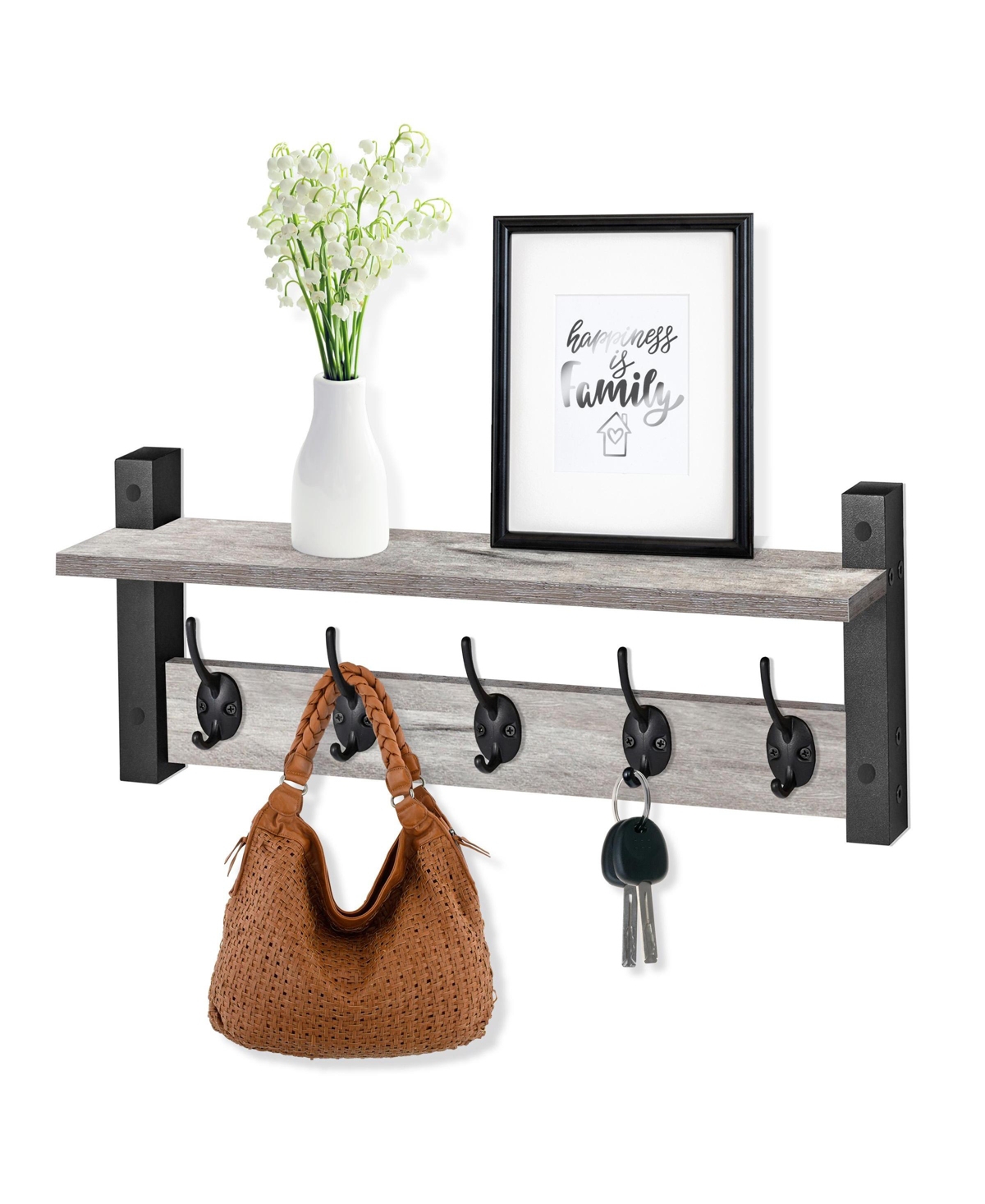 Click here for Sorbus 24 Inch Floating Wall Shelf with 5 Heavy Du... prices