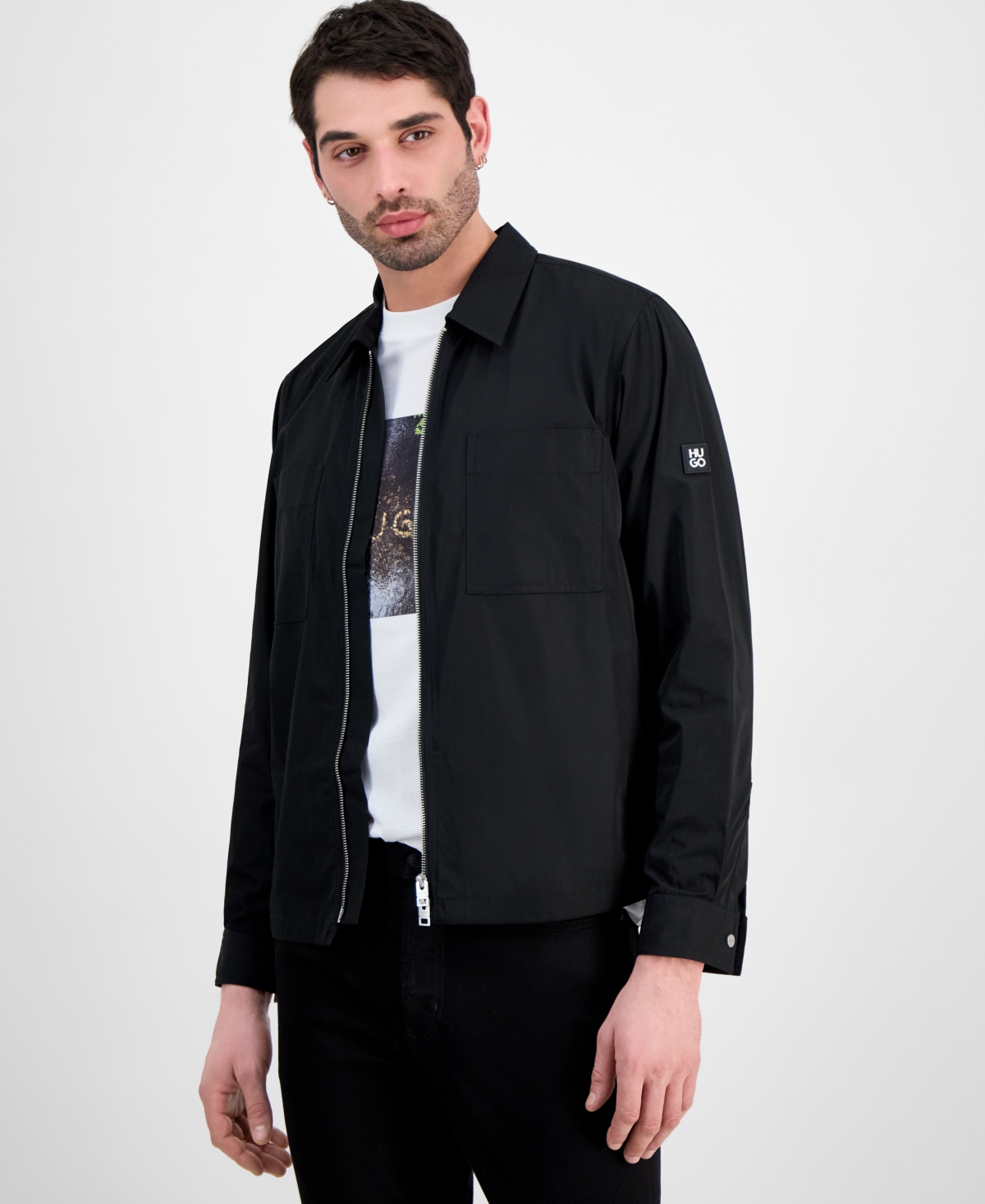 Click here for Hugo by Hugo Boss Mens Evalom Long-Sleeve Overshir... prices