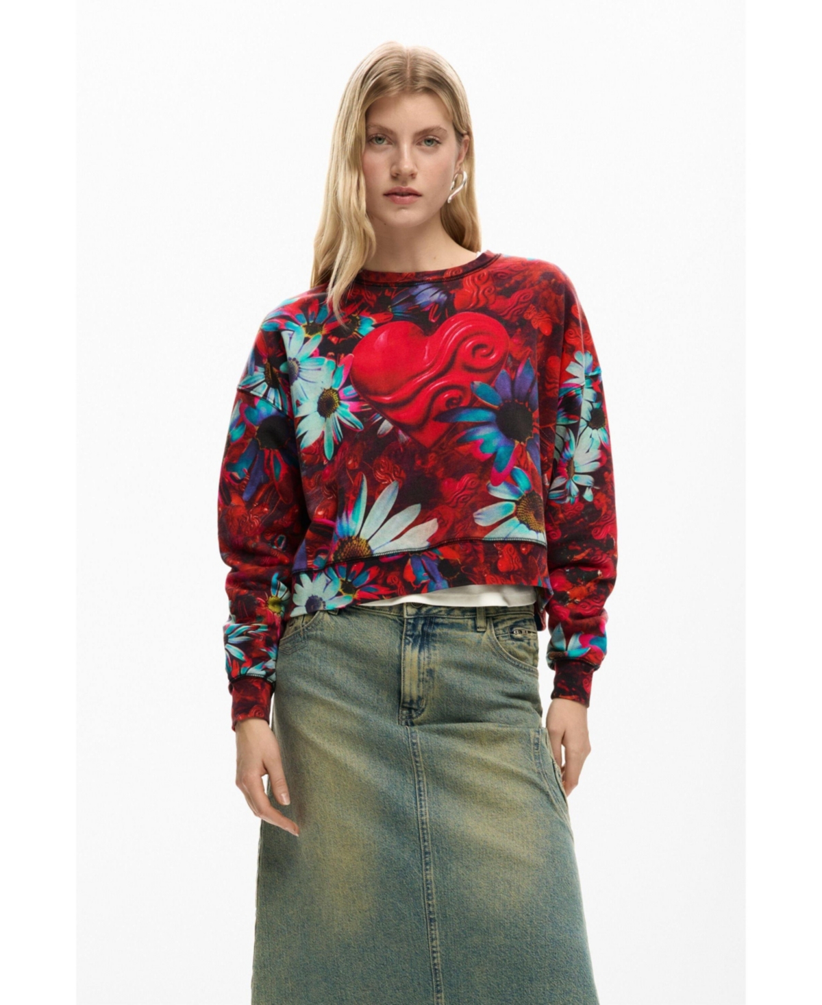 Click here for Desigual Womens Heart Printed Sweatshirt - Black prices