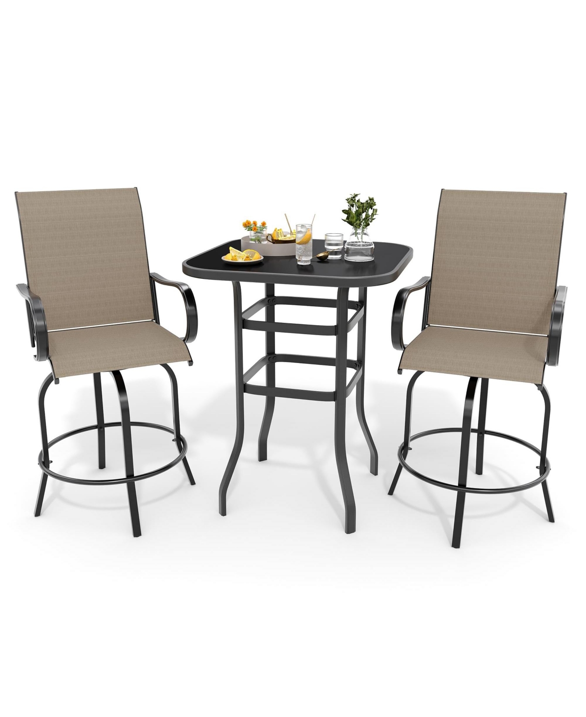 Click here for gaomon 3 Piece Patio Swivel Bar Sets  3PCS Outdoor... prices