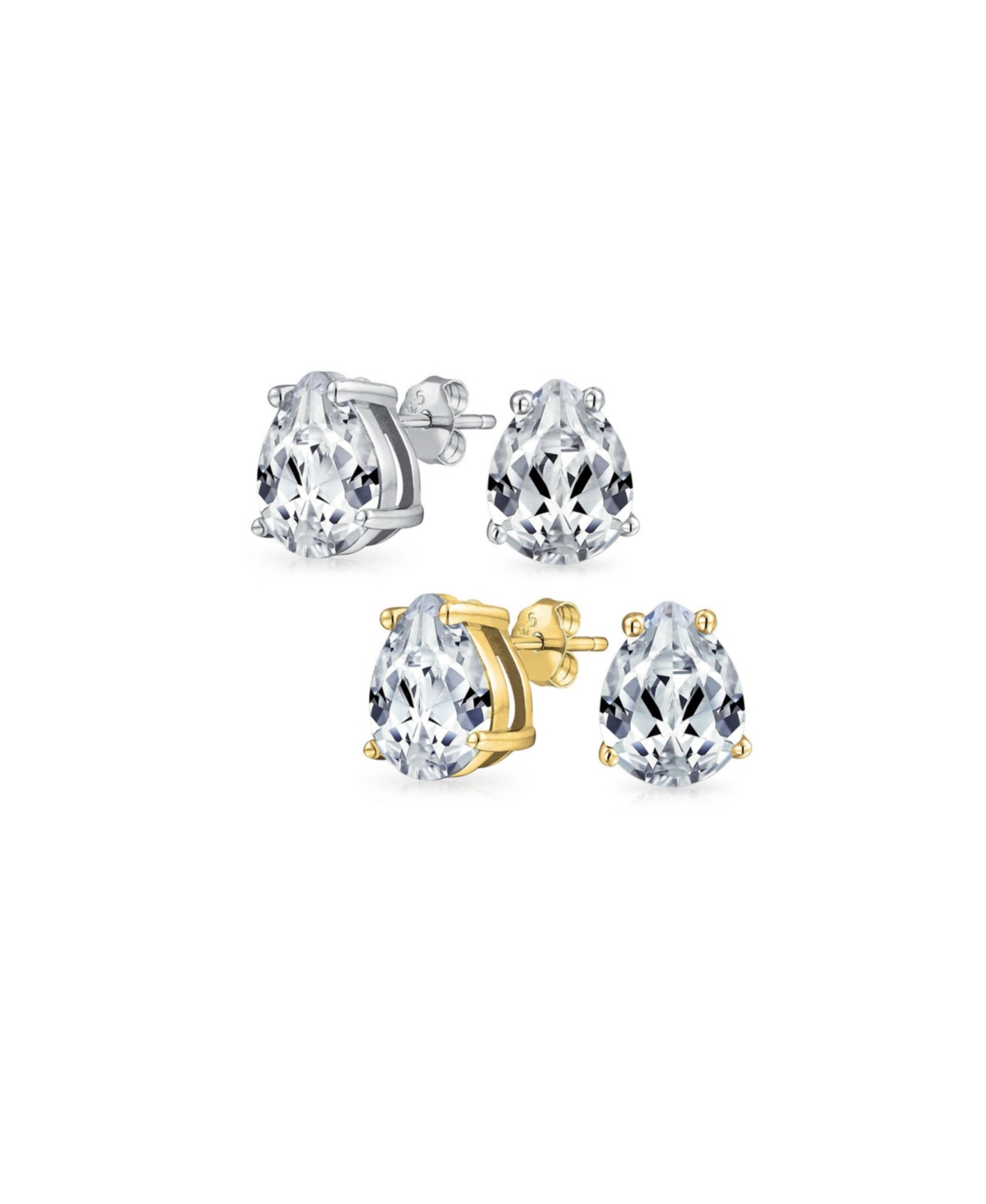 Click here for Bling Jewelry Set of 2 Pear Shape Cz Stud Earrings... prices